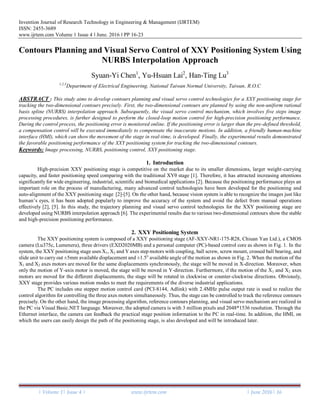 Contours Planning and Visual Servo Control of XXY Positioning System Using NURBS Interpolation ...