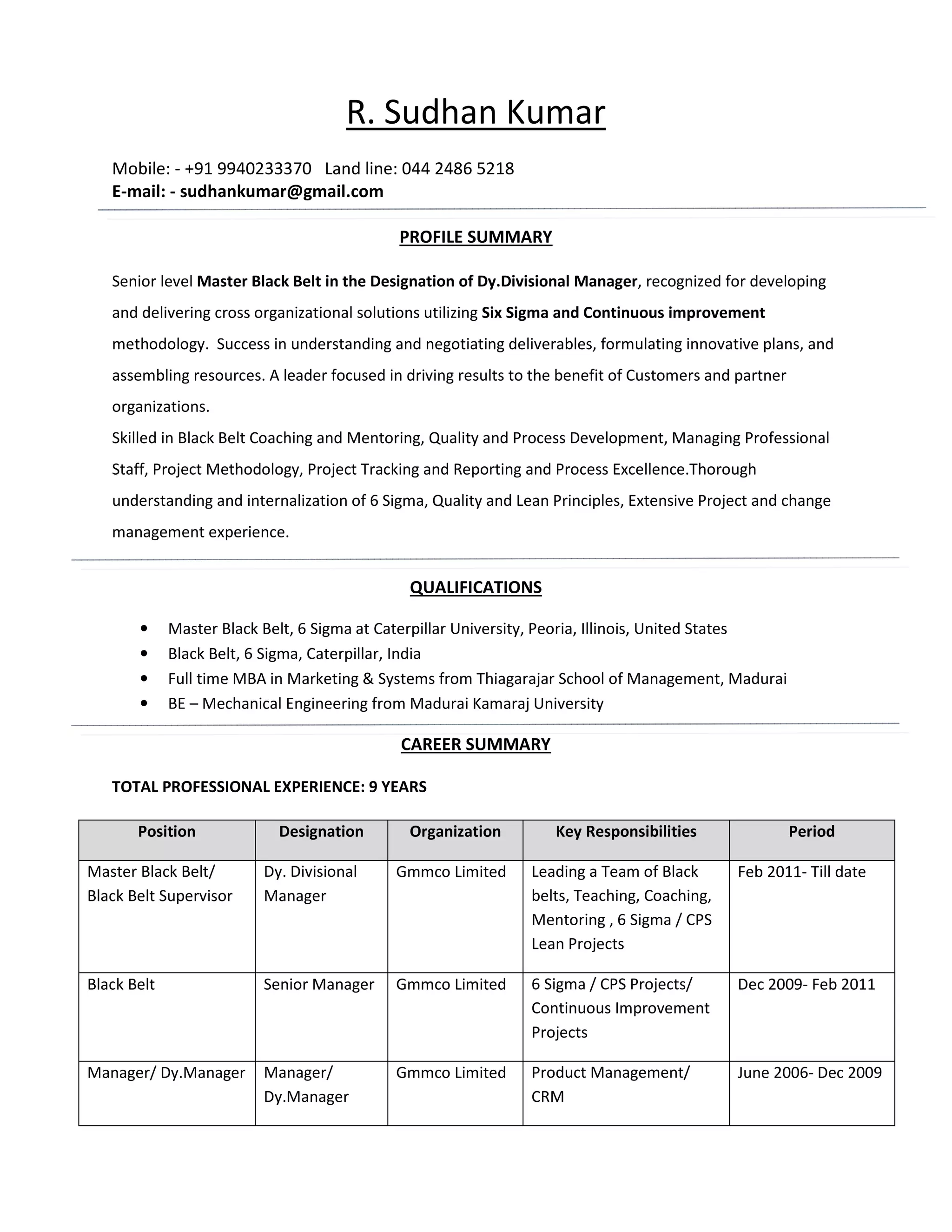 Sudhan MBB Resume | PDF
