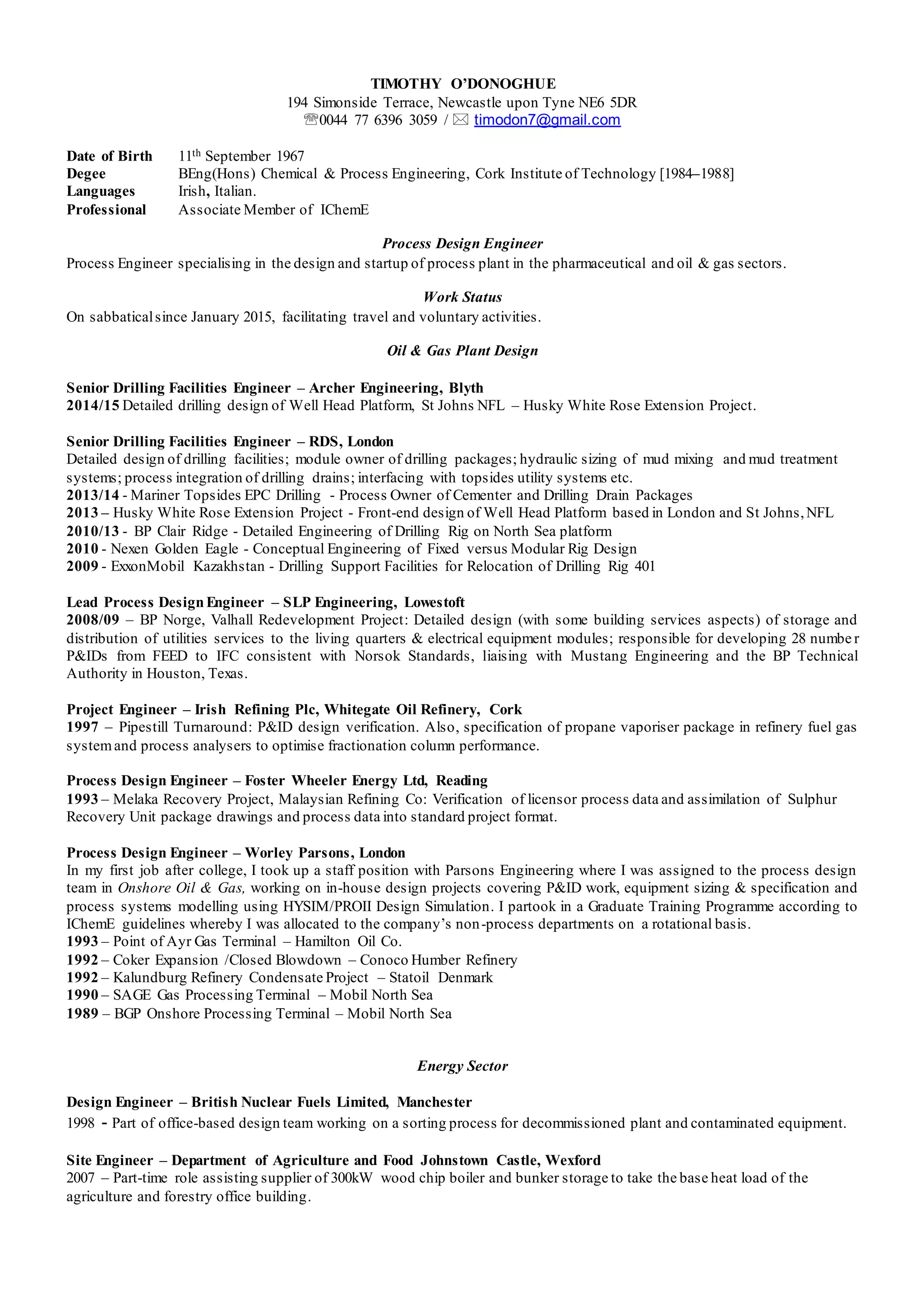 CV timothy o'donoghue 2016 | DOCX