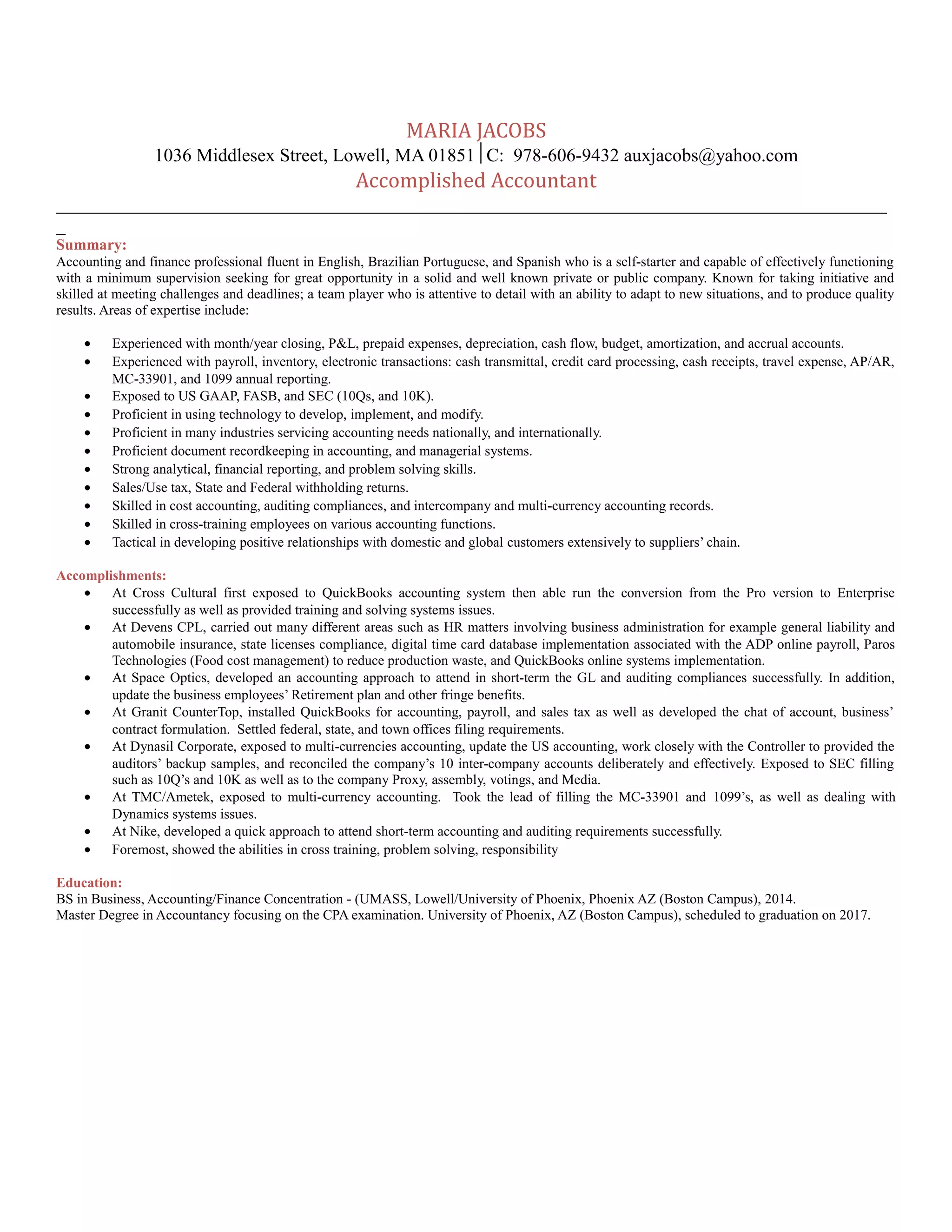 Jacobs's Resume 2 | PDF