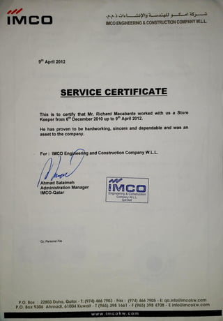 IMCO Certificate | PDF