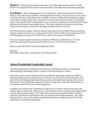 Atkore Award Nomination | PDF