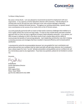 Concentra letter of recommendation | PDF