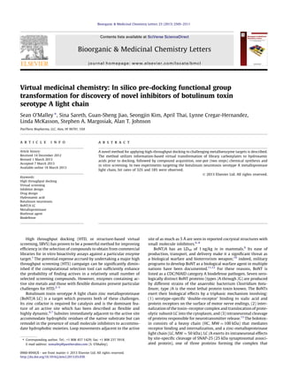 Virtual medicinal chemistry yields novel botulinum toxin inhibitors | PDF
