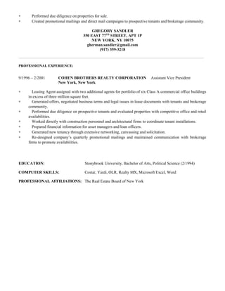 Greg Sandler Resume | DOC