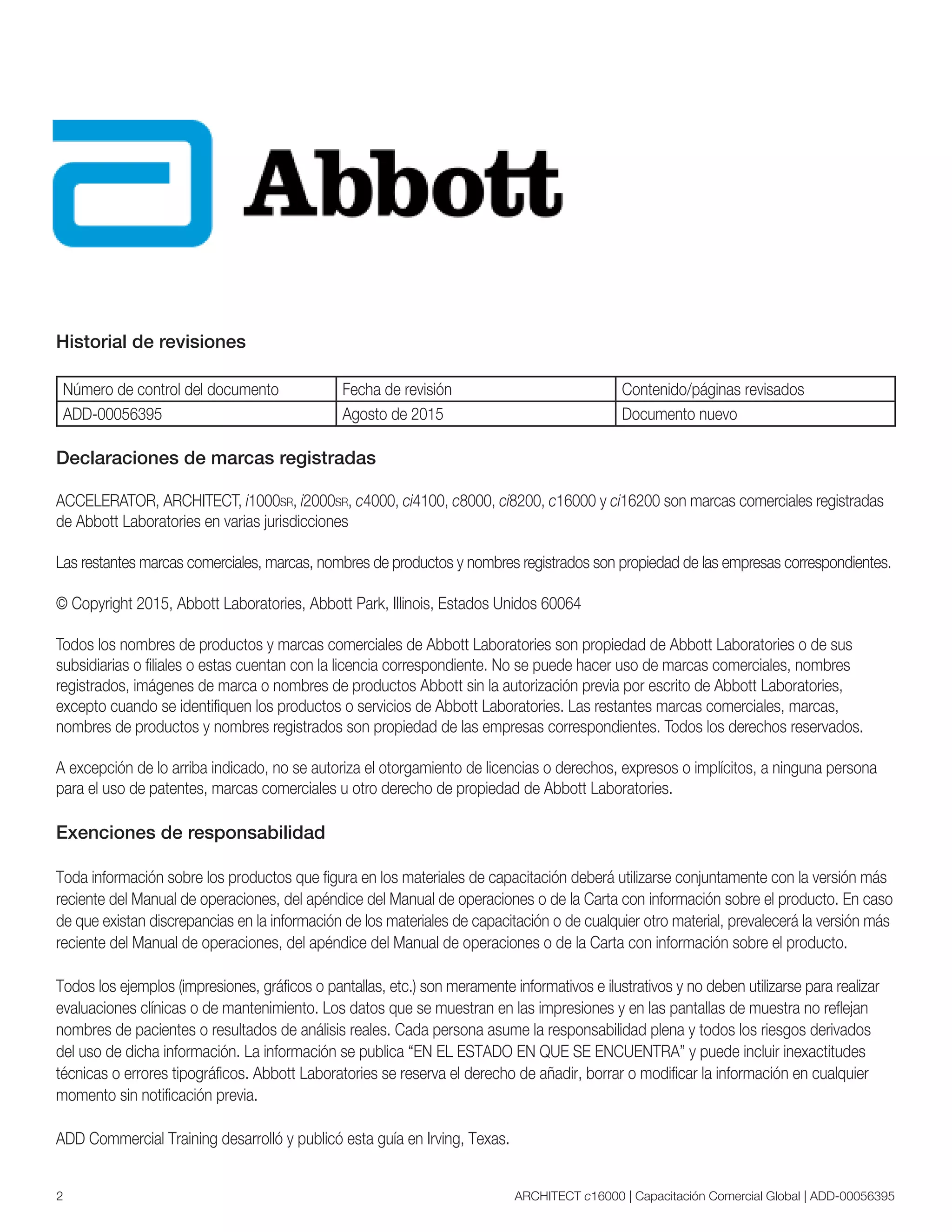 Abbott C16000 Manual Guia de capacitacion usuario - abbott | PDF ...