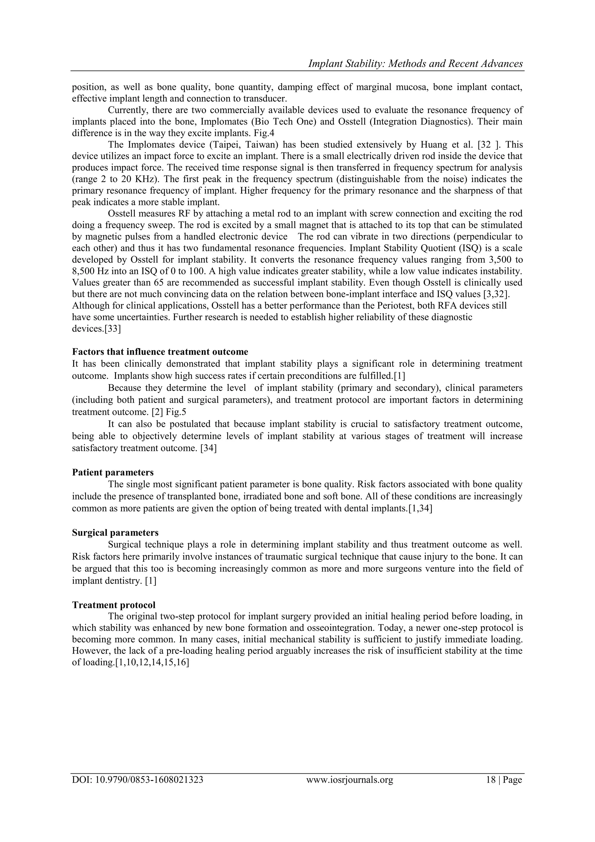 Implant Stability: Methods and Recent Advances | PDF