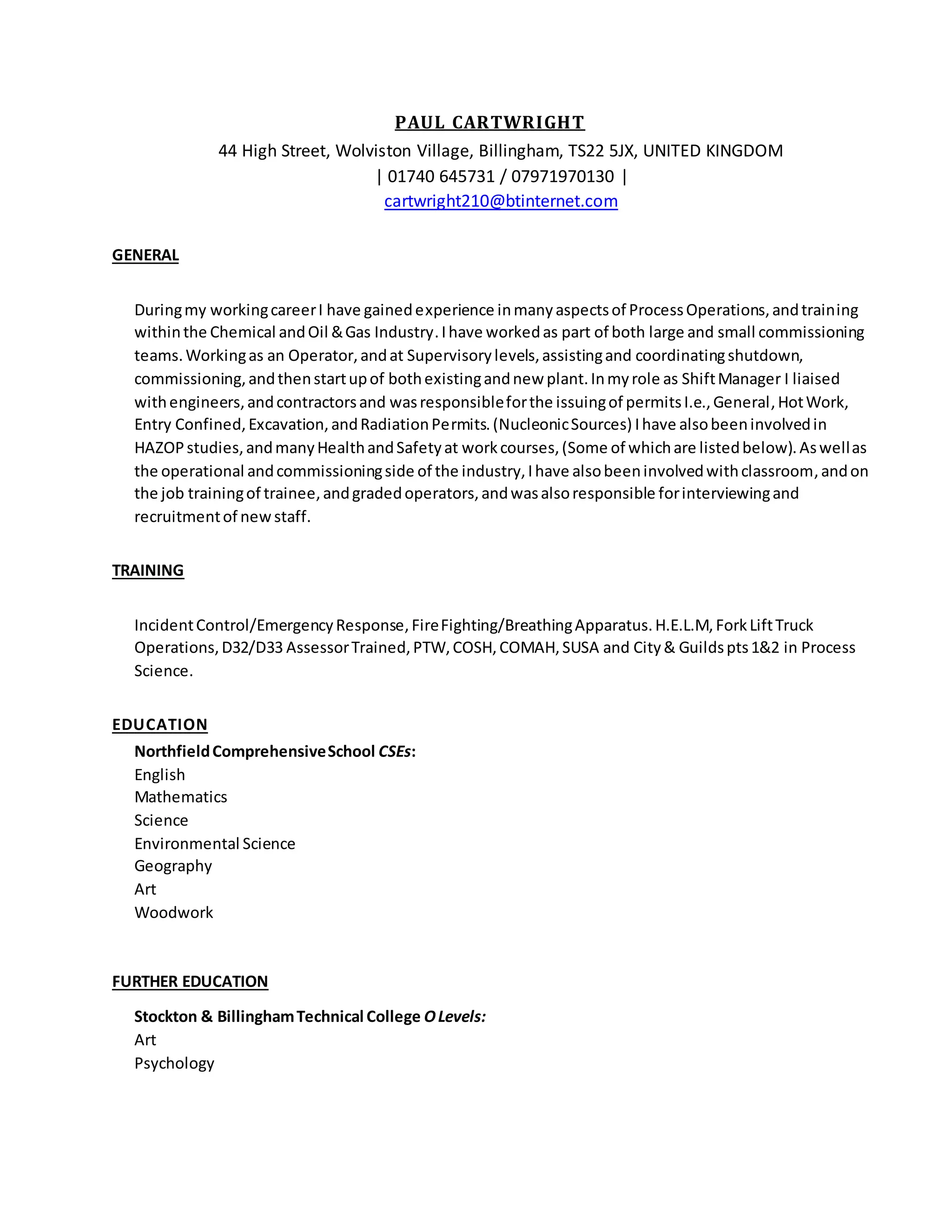 Curriculum vitae (002) | DOCX | Vocational Training | Careers