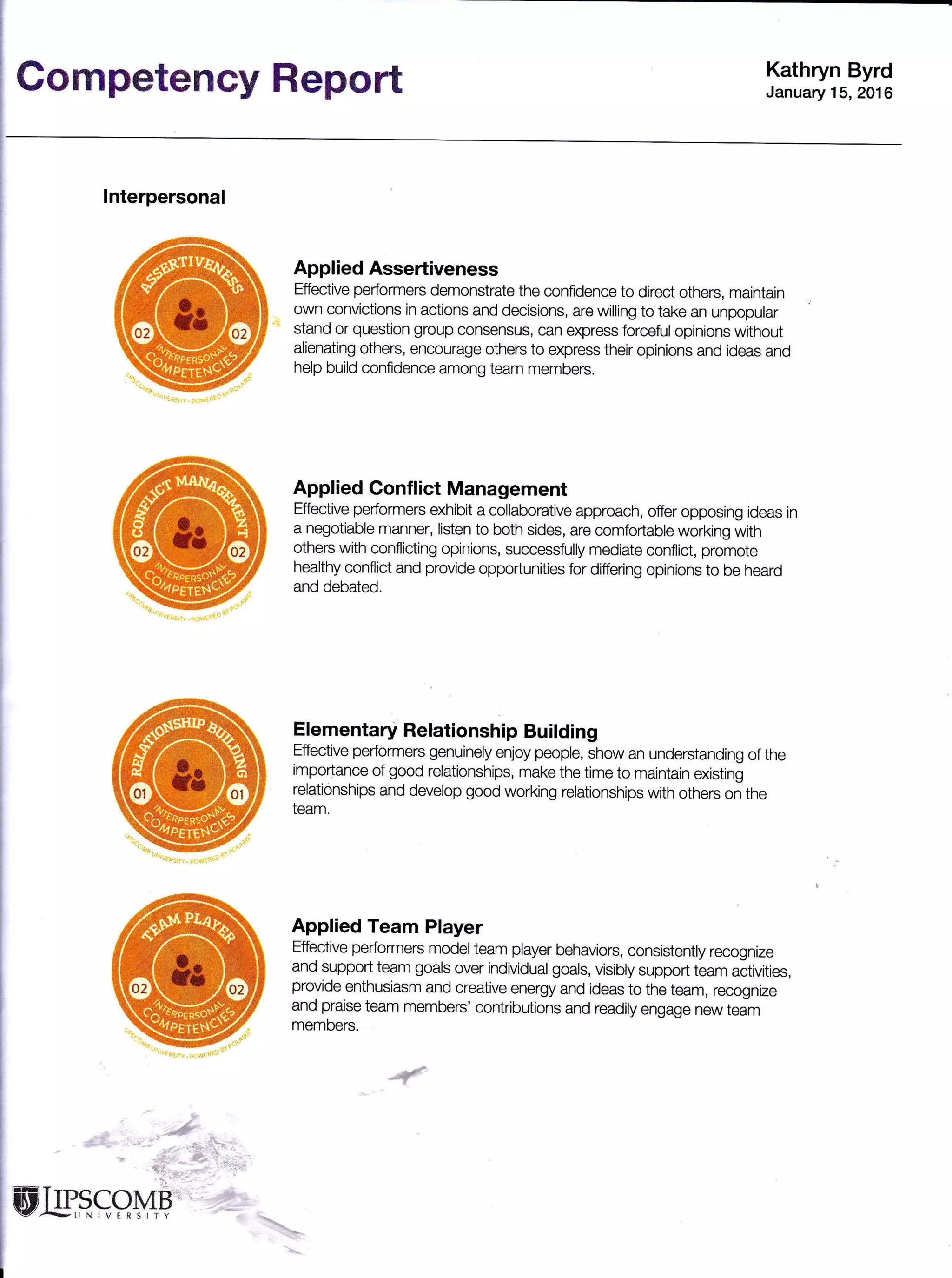 Competency Report_Evaluation | PDF