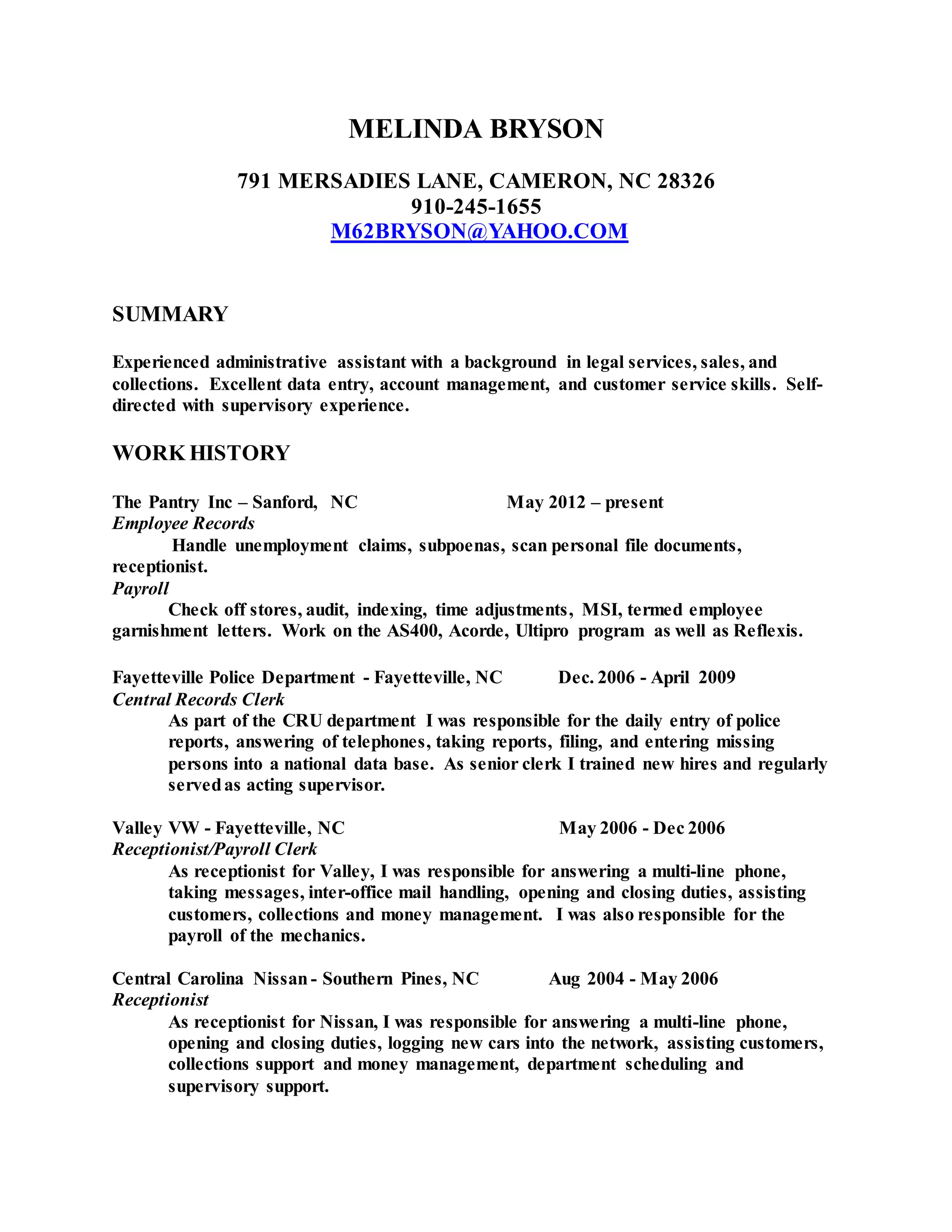 Melinda's resume | DOCX