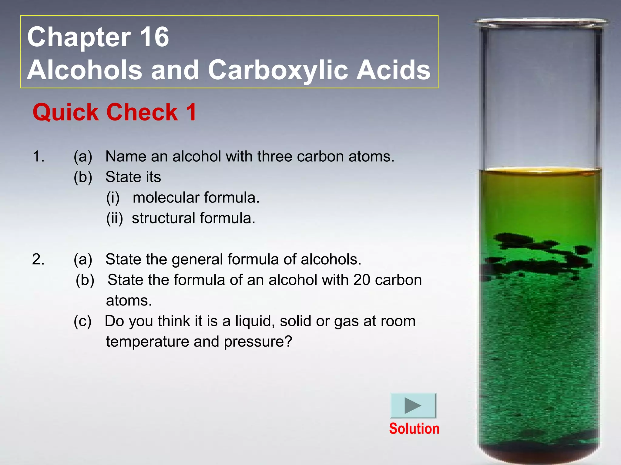 C16 alcohols and carboxylic acids | PPT | Chemistry | Science