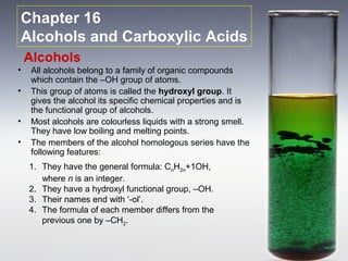 C16 alcohols and carboxylic acids | PPT | Chemistry | Science