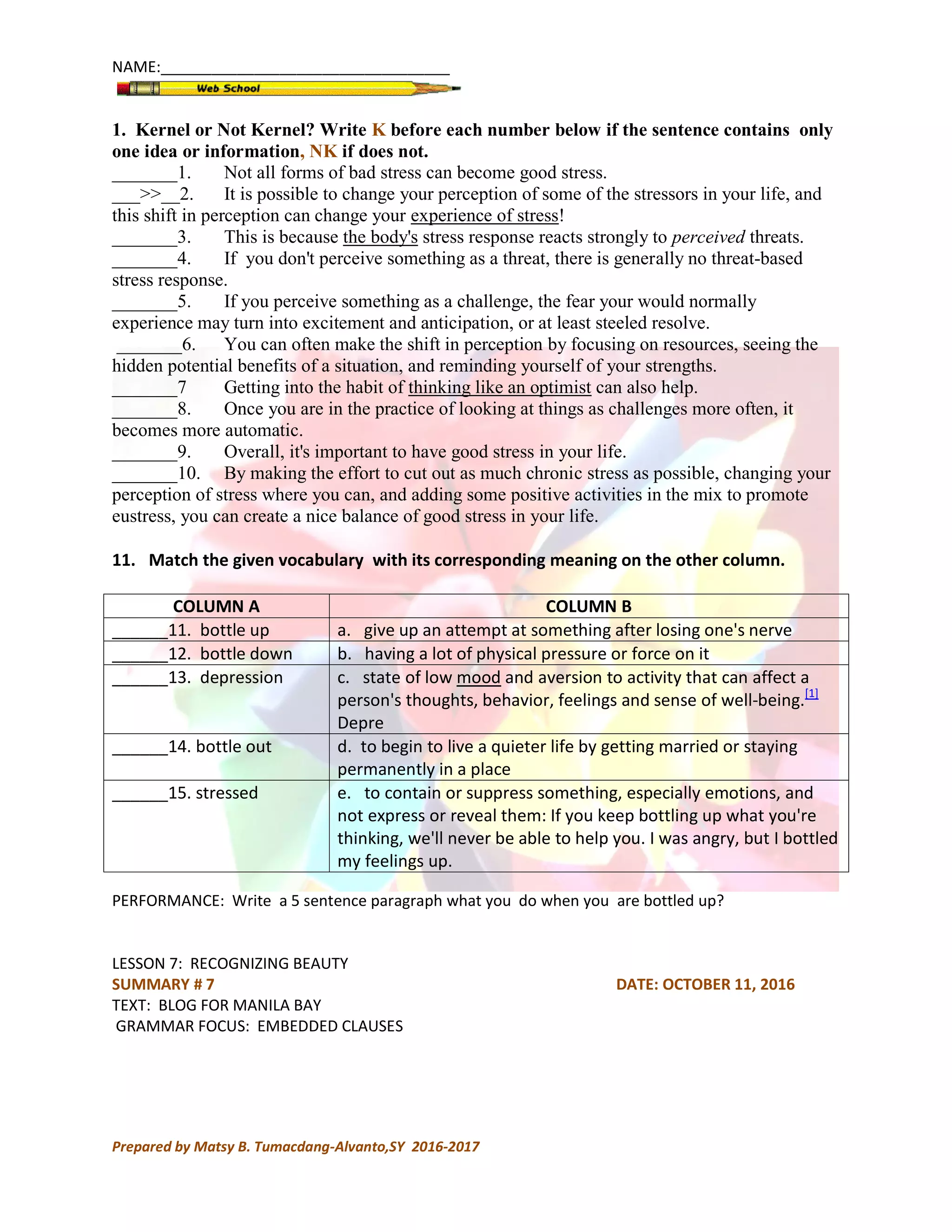 QUARTER 2 GRAMMAR BANK FOR GRADE 7 ENGLISH | PDF