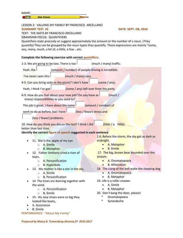 QUARTER 2 GRAMMAR BANK FOR GRADE 7 ENGLISH | PDF