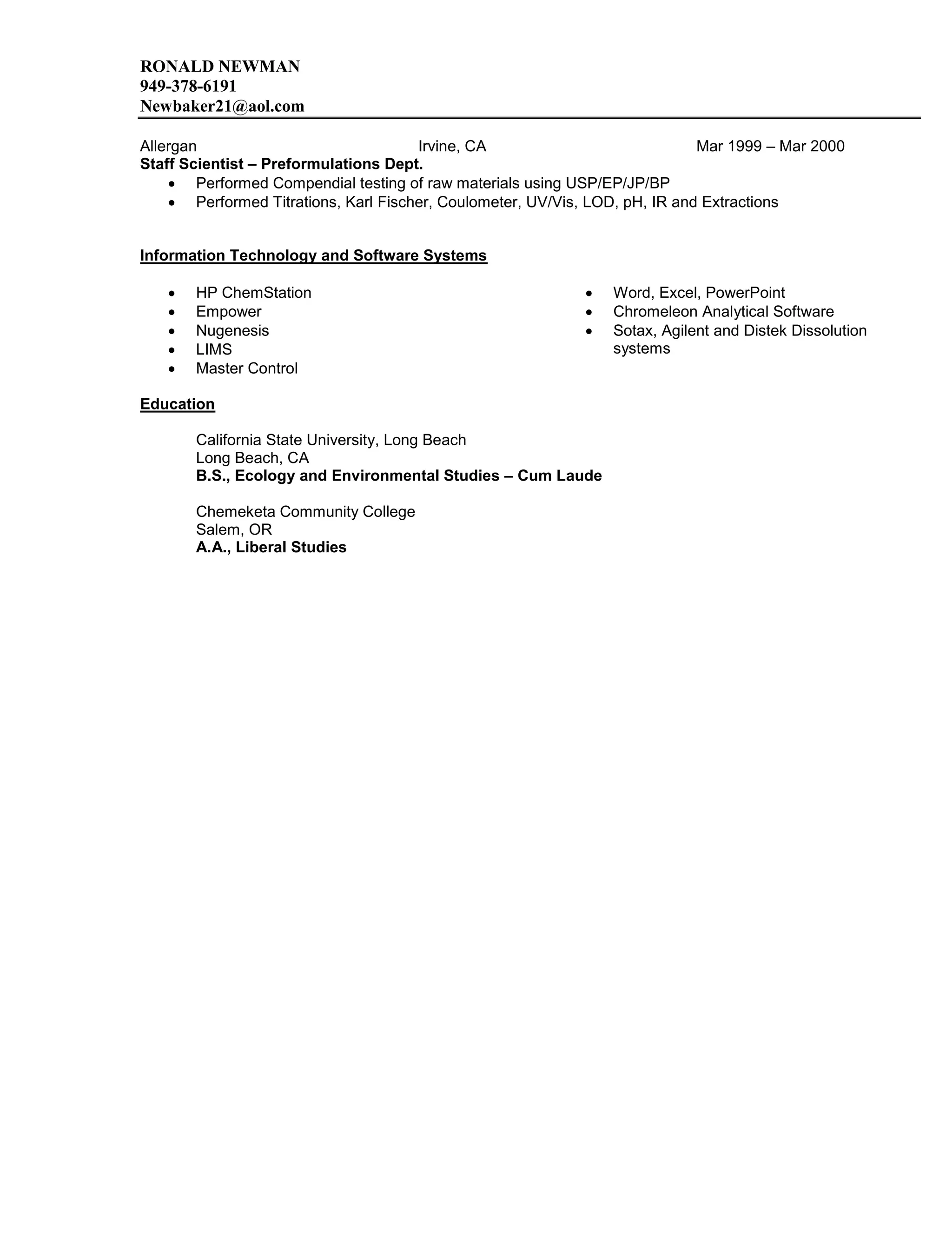 Resume Ron Newman | PDF