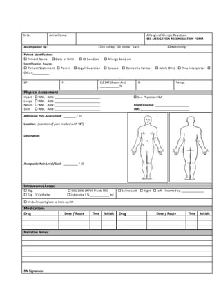 Admission Form - Pain | DOCX