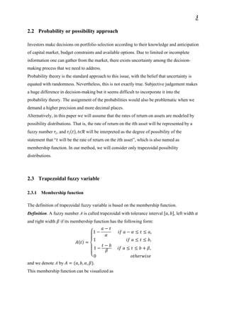 Fuzzy portfolio optimization_Yuxiang Ou | PDF
