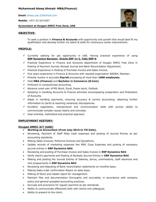 Accounting Resume | DOC | Business Accounting & Finance | Business