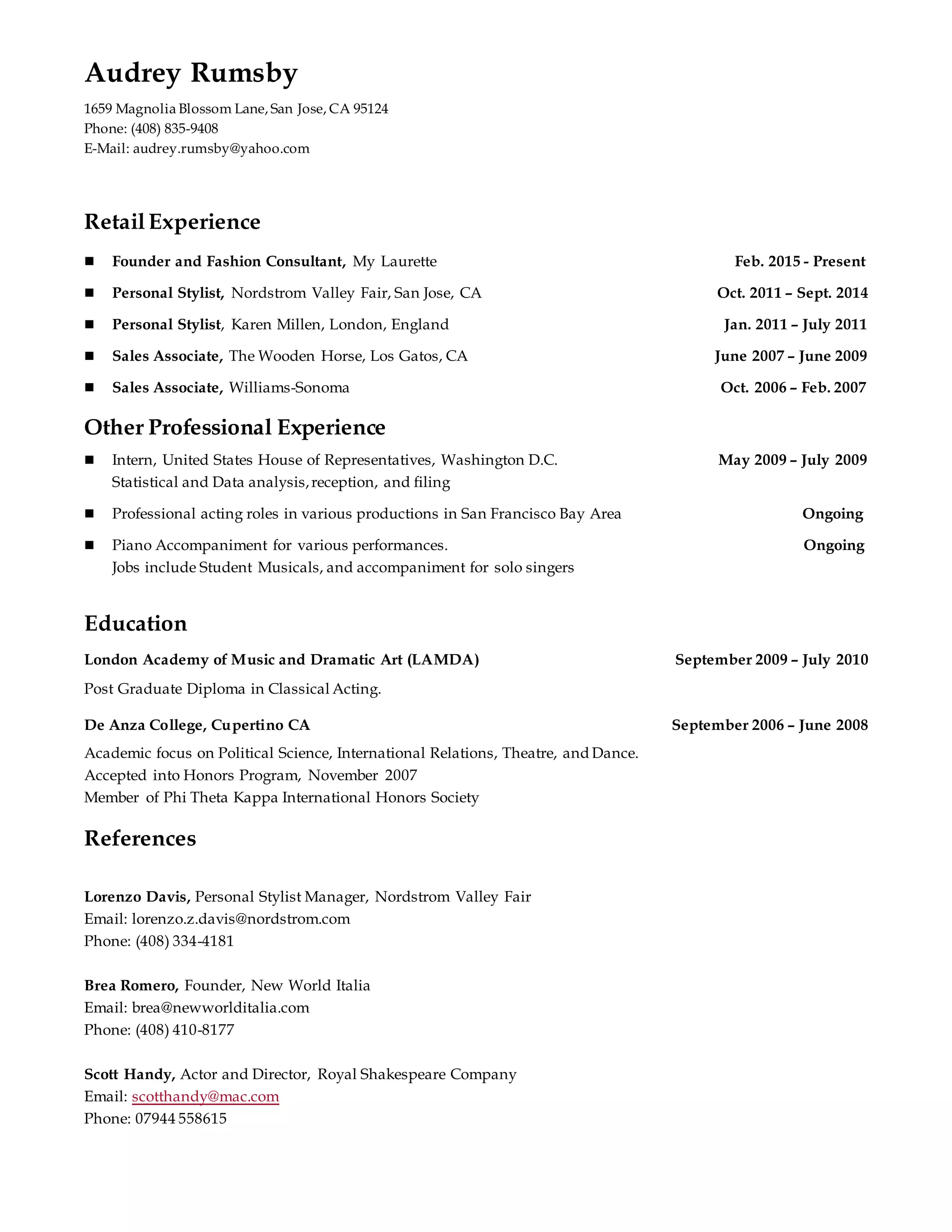 Audrey Rumsby Resume 2015 | DOCX