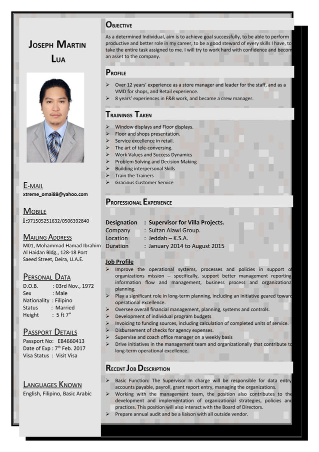 Joseph Martin CV | DOC | Cruises | Travel Type