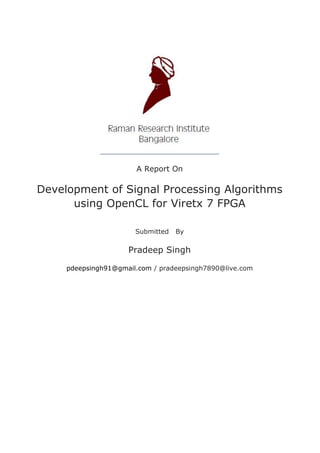 Development of Signal Processing Algorithms using OpenCL for FPGA based Architecture | PDF