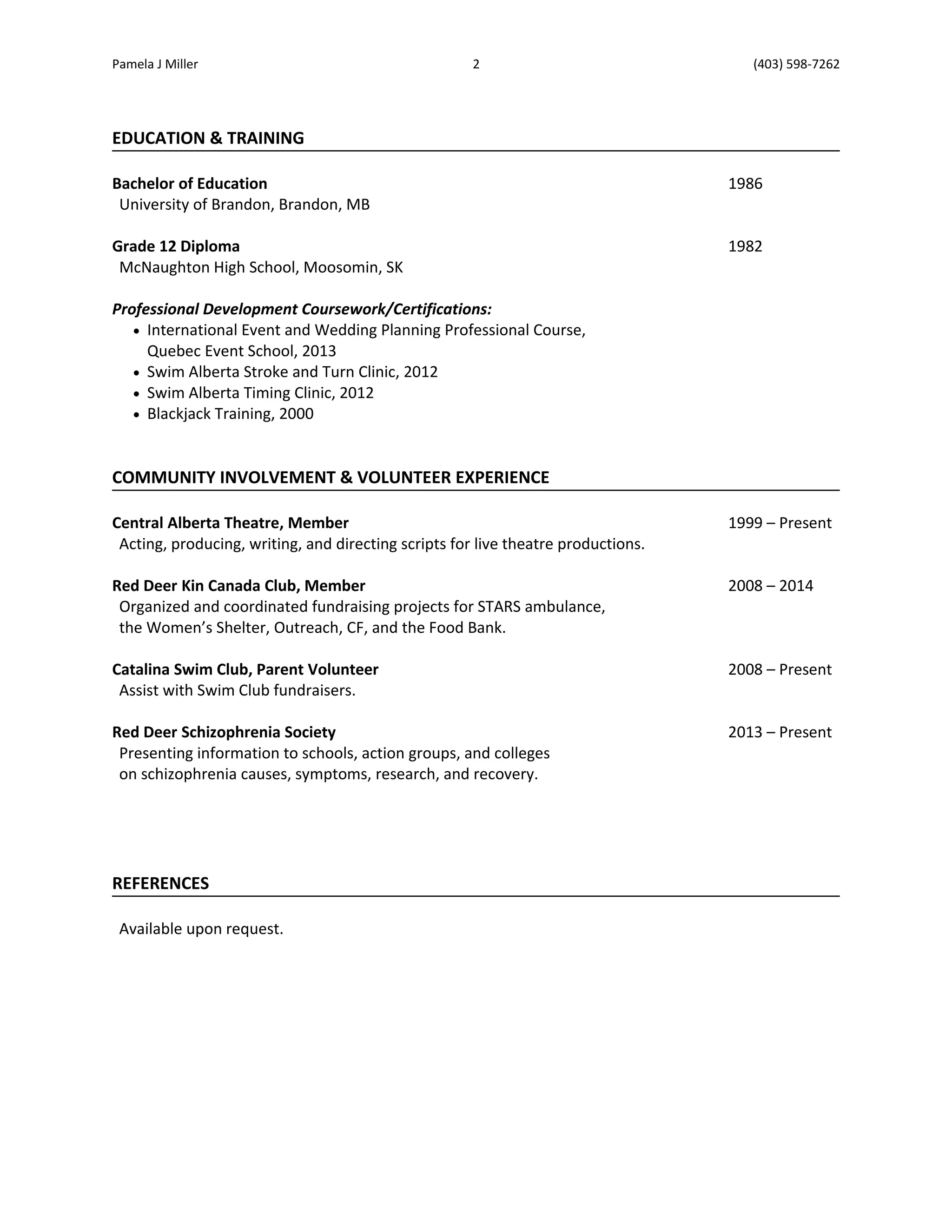 Pamela J Miller Resume Edited by JW | DOC