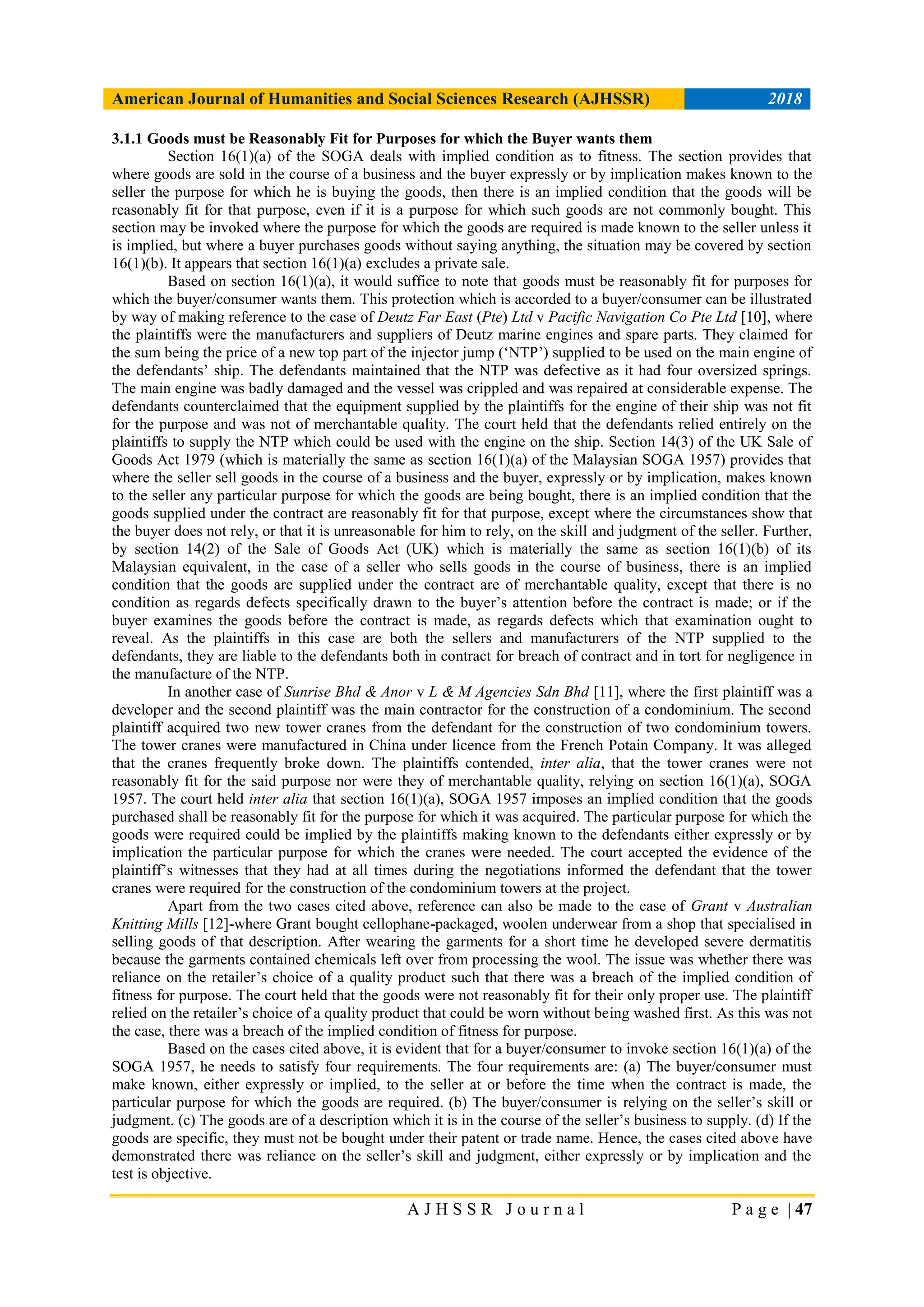 Consumer Protection for Sale of Goods under the Malaysian Sale of Goods ...
