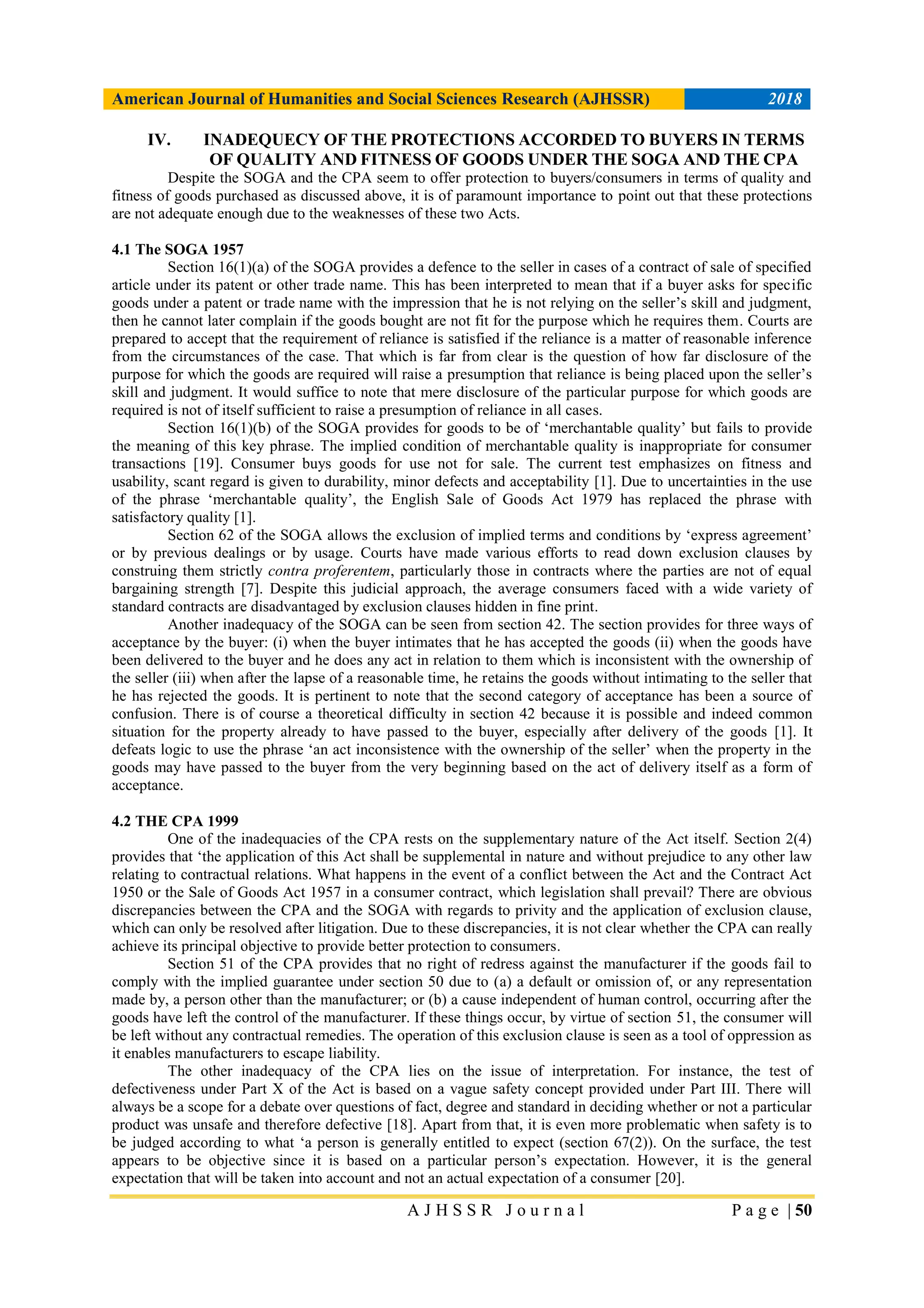 Consumer Protection for Sale of Goods under the Malaysian Sale of Goods ...