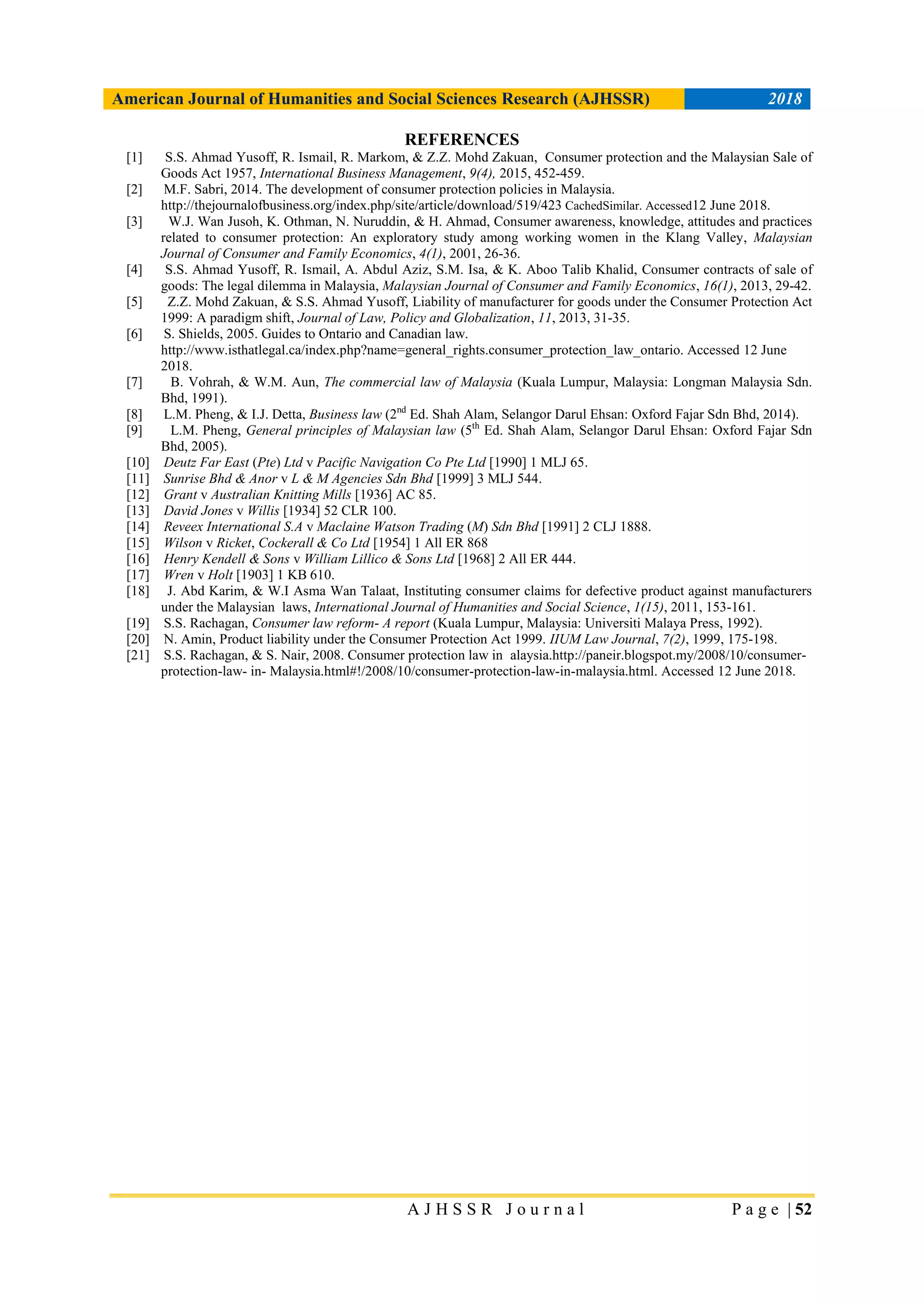 Consumer Protection for Sale of Goods under the Malaysian Sale of Goods ...