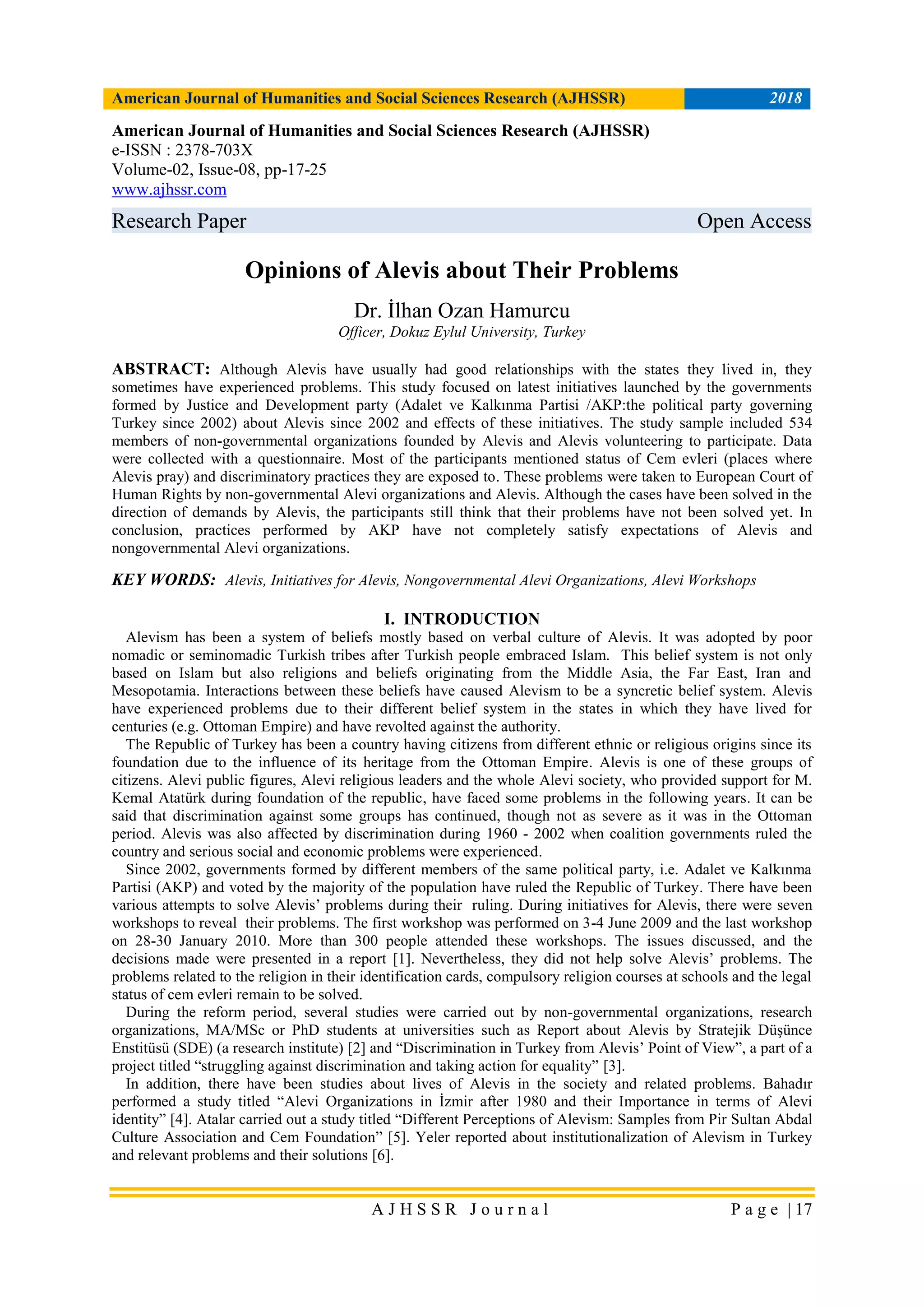 Opinions of Alevis about Their Problems | PDF