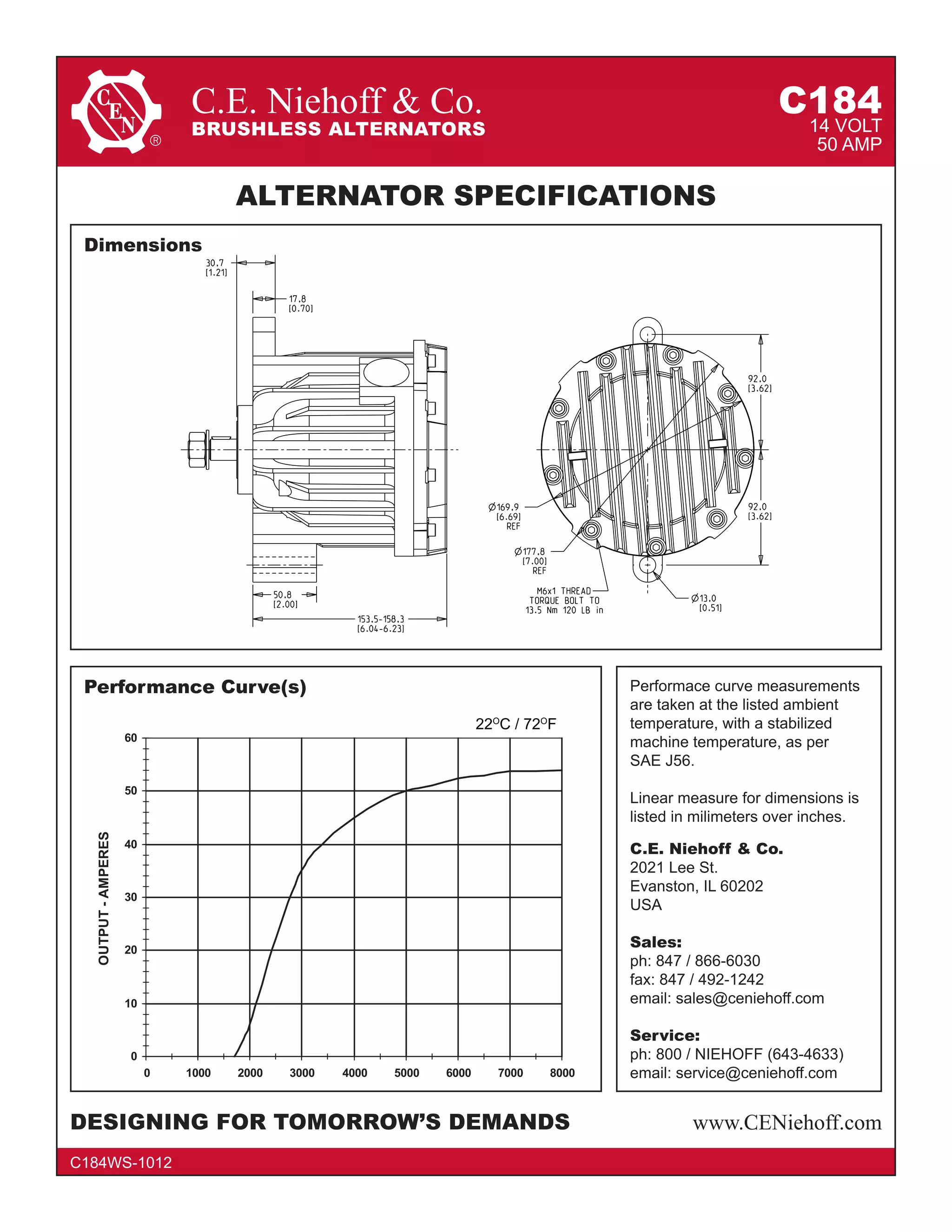 C184 Niehoff Alternator Specifications | PDF