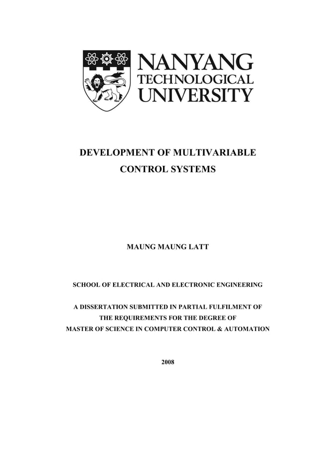 Development of Multivariable Control Systems Rev 200 | PDF