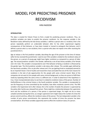 Model for Predicting Prisoner Recidivism | PDF