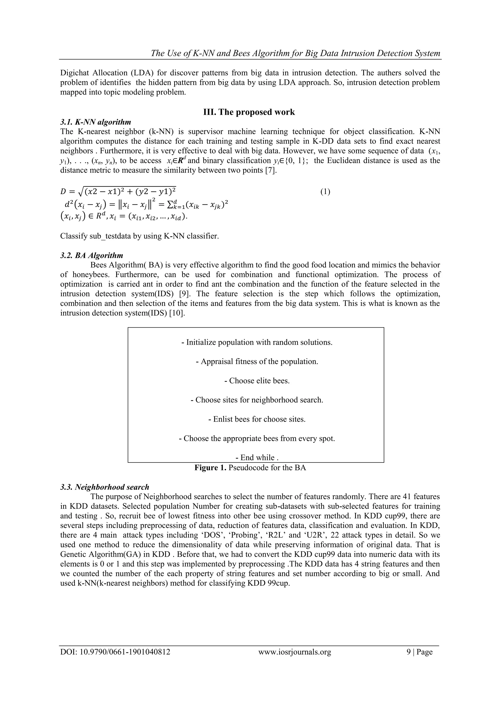 The Use Of K Nn And Bees Algorithm For Big Data Intrusion Detection System Pdf 6250