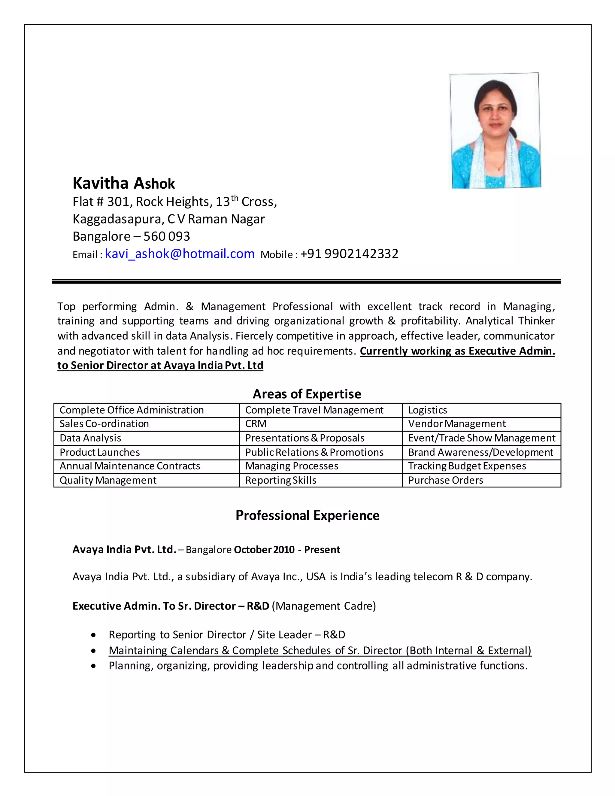 CV - Kavitha | PDF