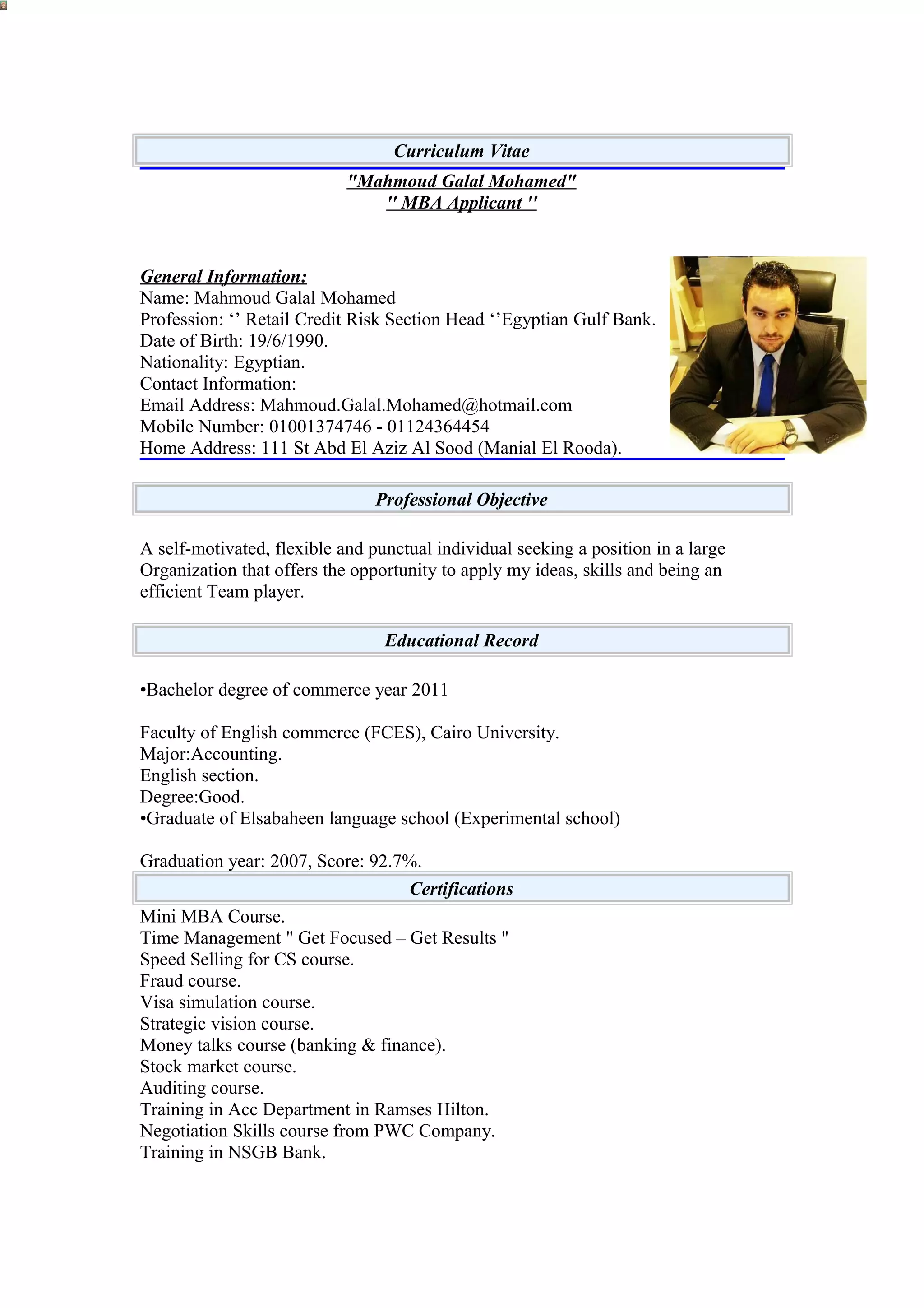 M.Galal CV | DOC