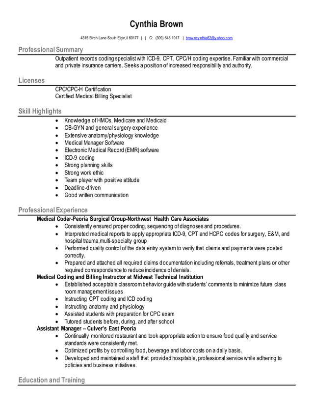 Cynthia Brown resume | PDF