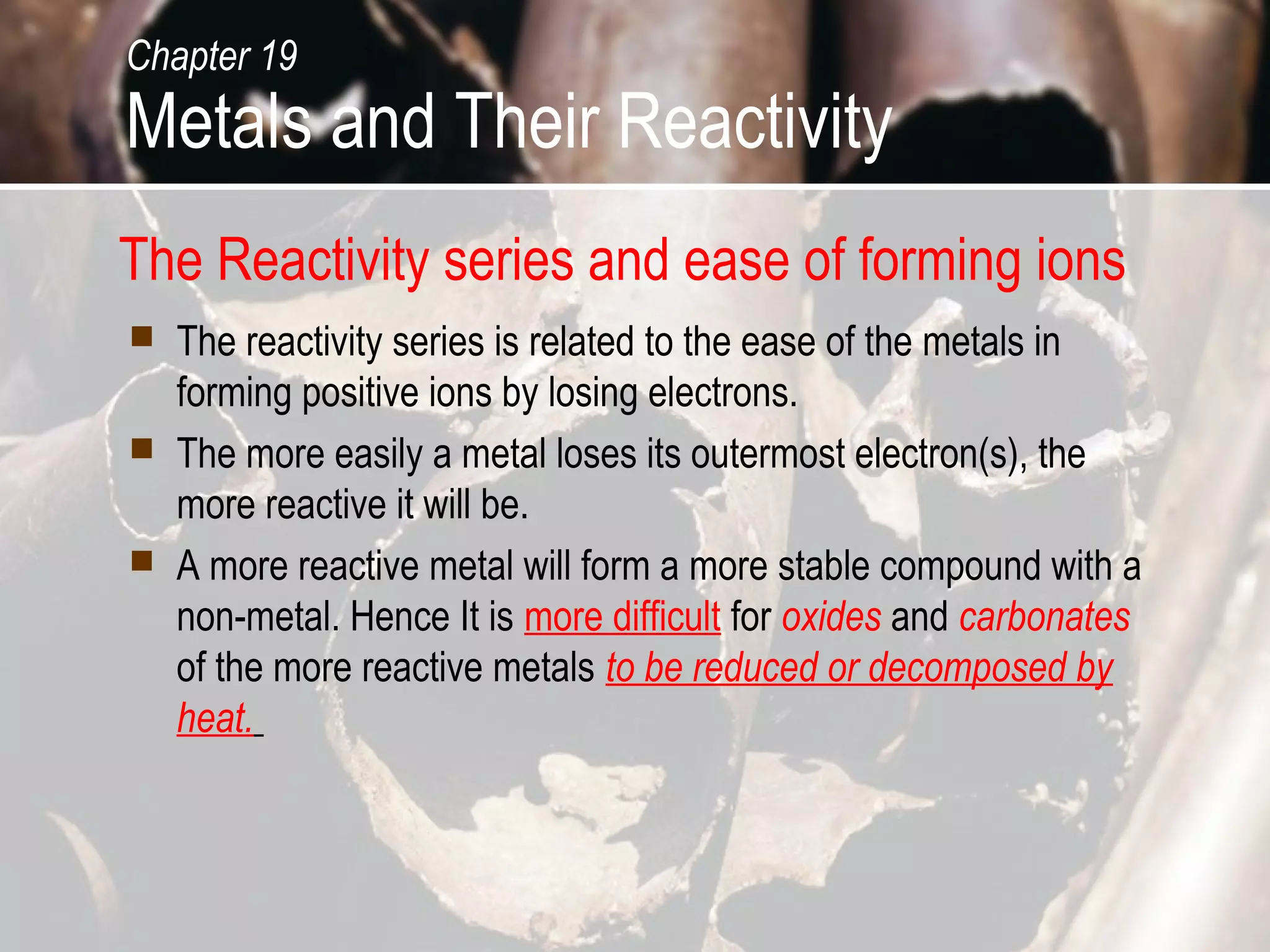 C19 metals and their reactivity | PPT
