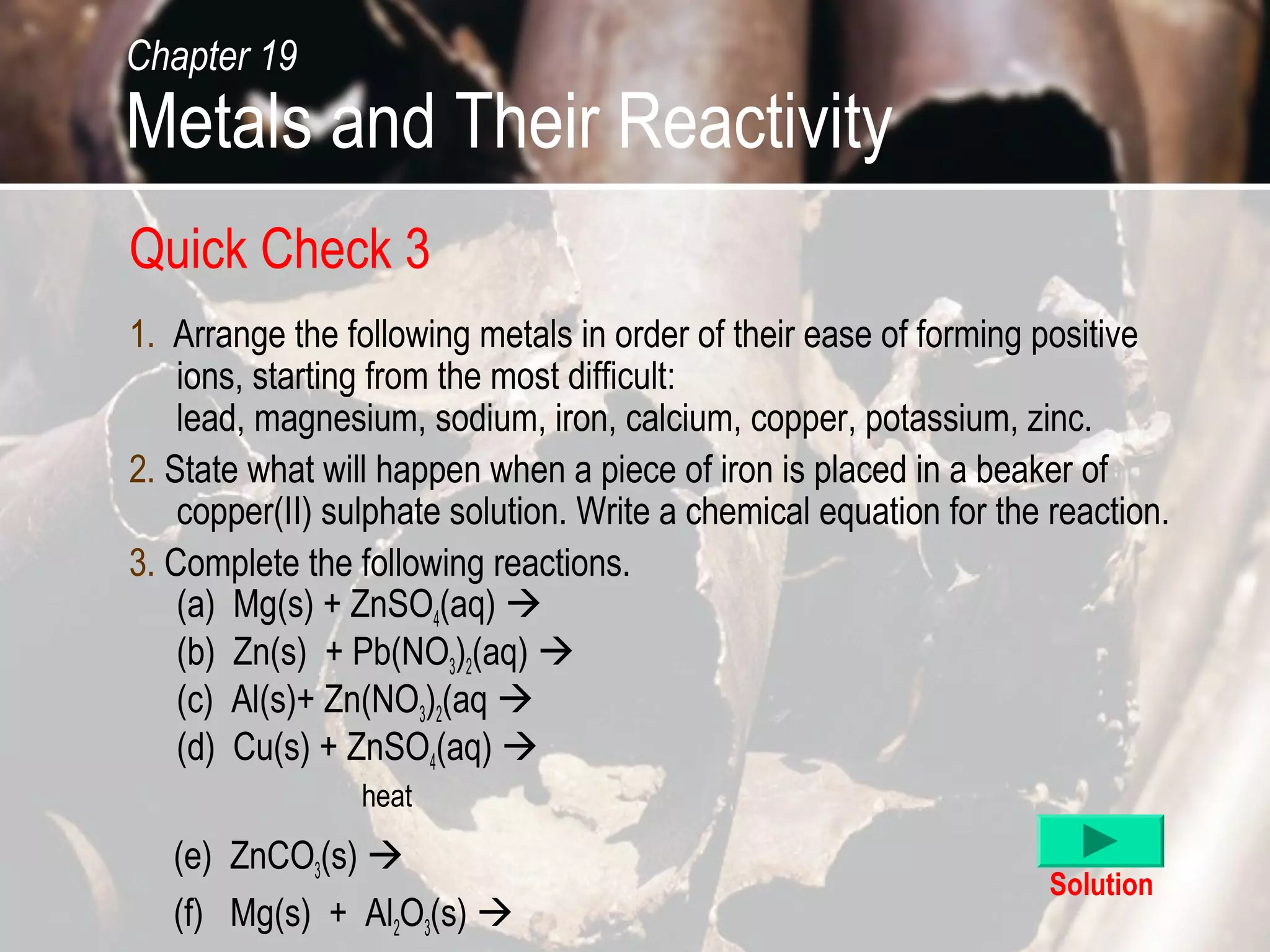 C19 metals and their reactivity | PPT