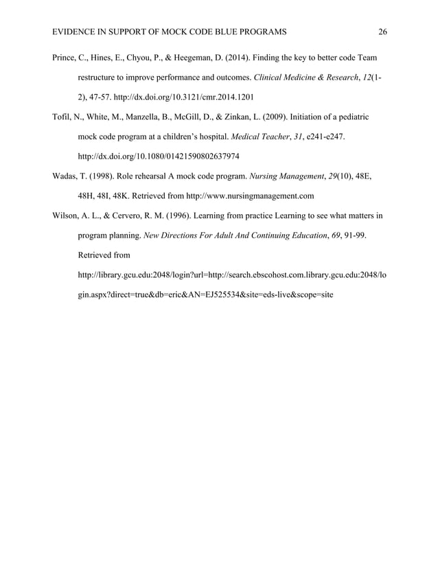 Evidence in Support of Mock Code Blue Programs | PDF | Heart and ...