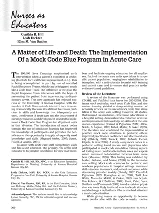 Evidence in Support of Mock Code Blue Programs