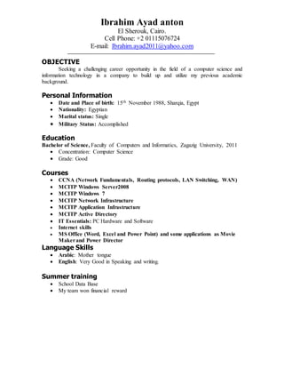 Ibrahim Ayad CV | PDF