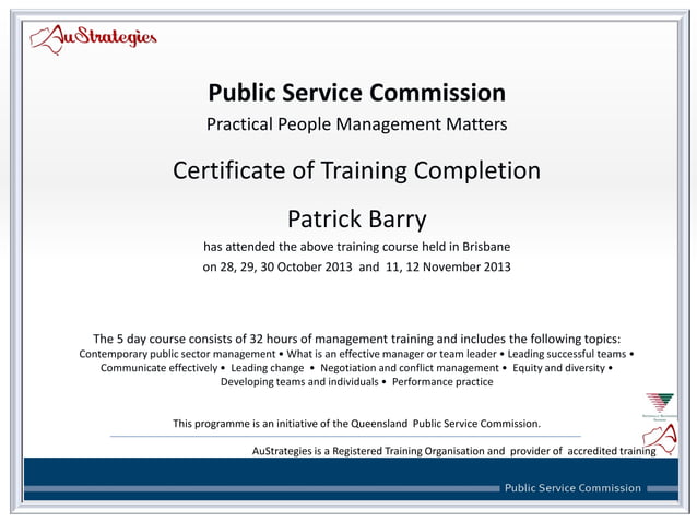 PPMM_ Certificate of Training Attendance Patrick Barry | PDF