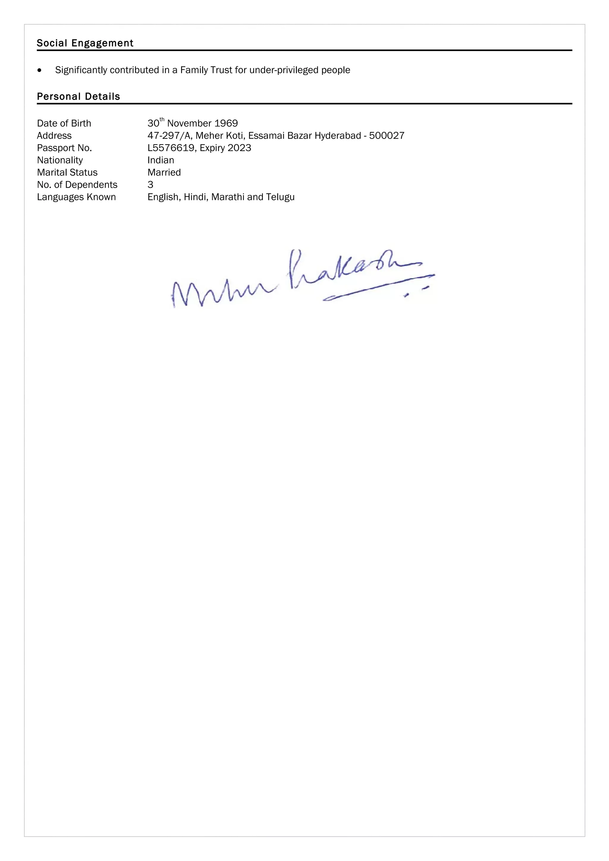 CV Meher Prakash | PDF