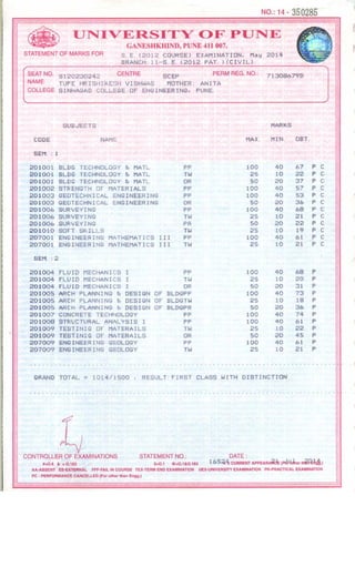 Engineering Marksheets4 | PDF