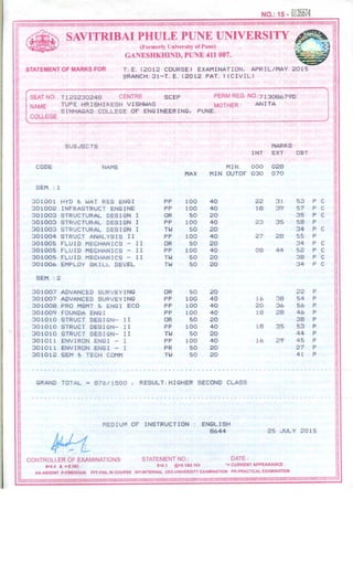 Engineering Marksheets4 | PDF