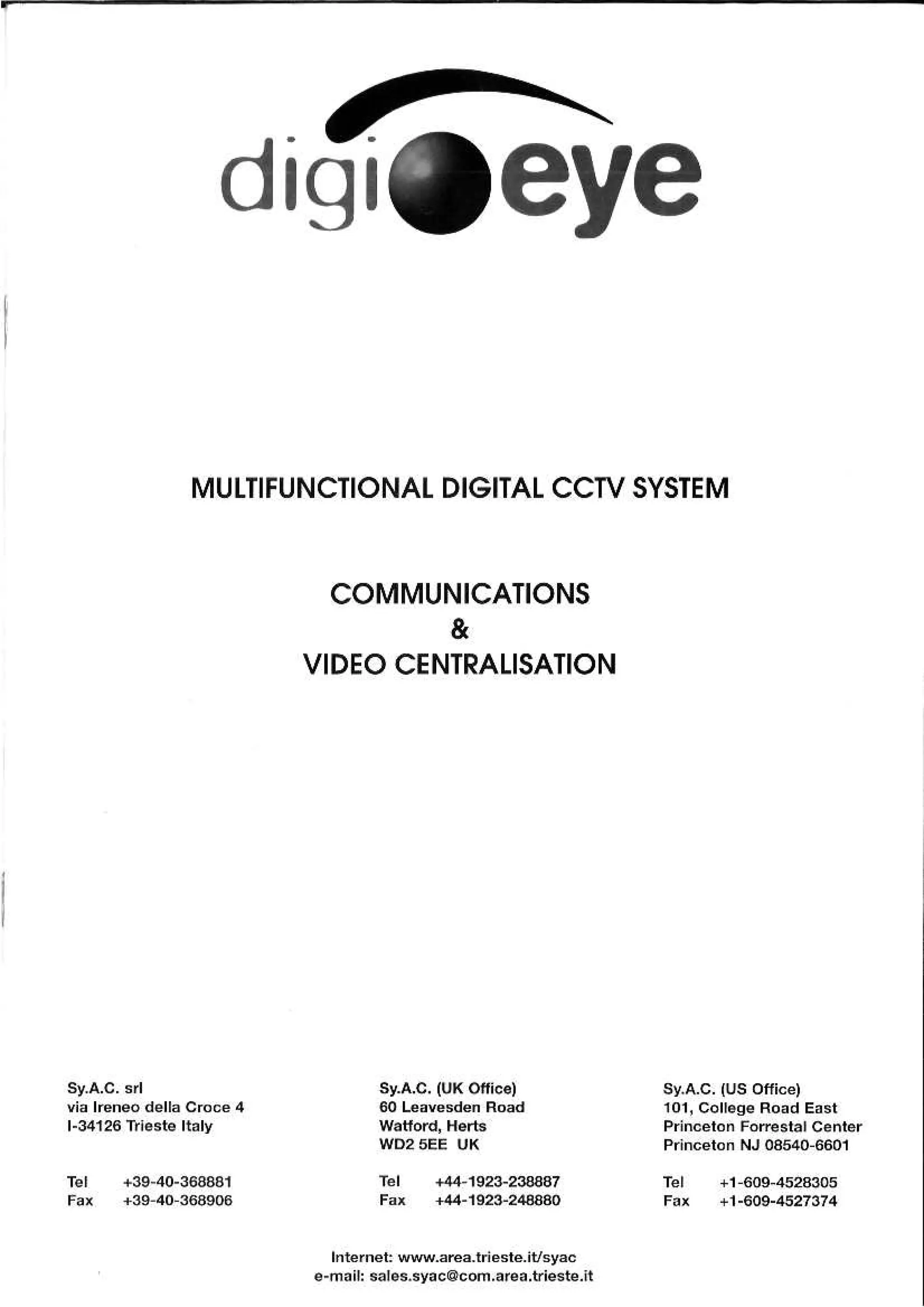 DigiEye Multifunctional Digital CCTV System 1996 | PDF