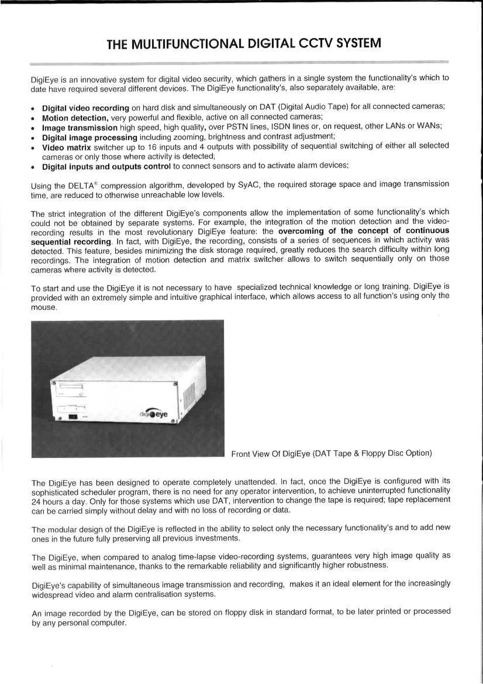 DigiEye Multifunctional Digital CCTV System 1996 | PDF