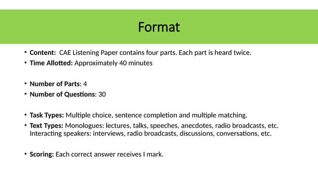 C1 Advanced (CAE) Listening Tips, Cambridge Test | PPTX