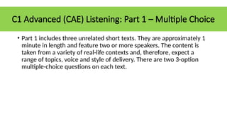 C1 Advanced (CAE) Listening Tips, Cambridge Test | PPTX